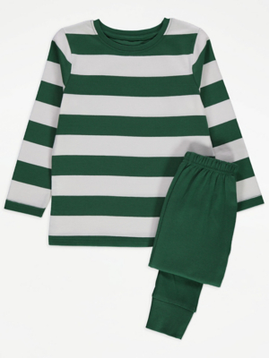 Dark Green Striped Long Sleeve Pyjamas | Kids | George at ASDA