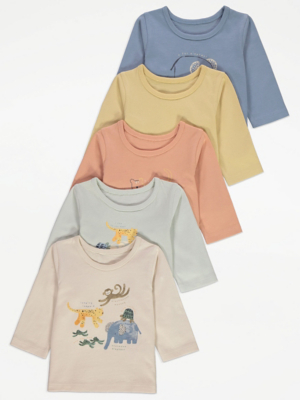 Animal Long Sleeve Tops 5 Pack | Baby | George at ASDA