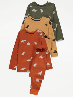 Dinosaur Long Sleeve Pyjamas 3 Pack | Kids | George at ASDA