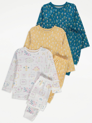 Patchwork Floral Long Sleeve Pyjamas 3 Pack | Sale & Offers | George at ...