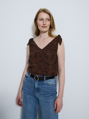 Leopard Print Tie Up Strappy Cami Top | Women | George at ASDA
