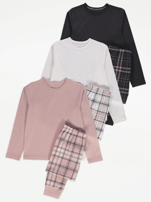 Checked Long Sleeve Pyjamas 3 Pack | Kids | George at ASDA