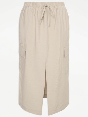 Beige Cargo Pocket Midi Skirt | Women | George at ASDA