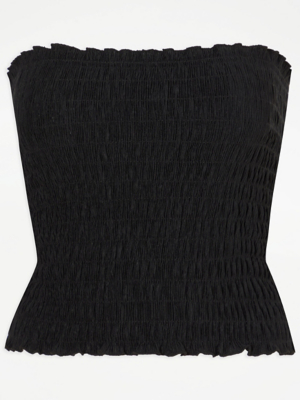 Black Shirred Bandeau Top | Women | George at ASDA