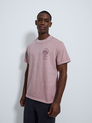 Pink Washed Holy Mountains Slogan T-Shirt | Men | George at ASDA