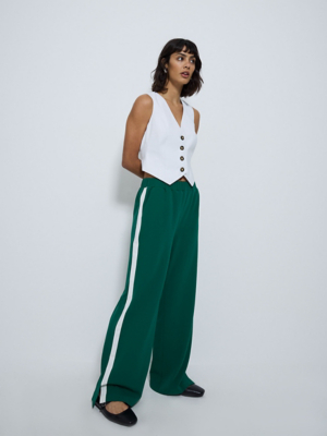 Green Side Stripe Wide Leg Trousers | Women | George at ASDA