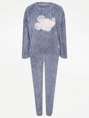 Disney Mickey Mouse Long Sleeve Cable Fleece Pyjamas | Lingerie ...