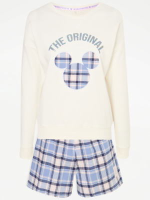 Disney Mickey Mouse Cream Tartan Short Pyjamas | Lingerie | George at ASDA