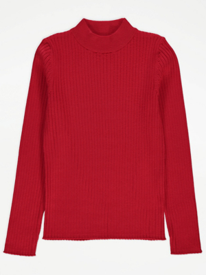 Red Ribbed Funnel Neck Long Sleeve Jumper | Kids | George at ASDA
