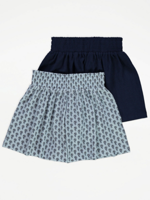 Blue Floral Lightweight Crepe Shorts 2 Pack | Kids | George at ASDA