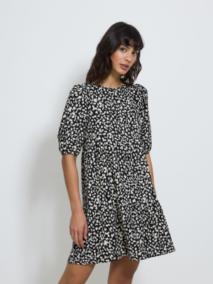 Black Bow Back Animal Cheesecloth Mini Dress | Women | George at ASDA