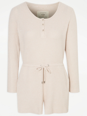 Oatmeal Waffle Drawstring Waist Loungewear Playsuit | Lingerie | George ...