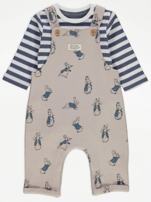 Peter Rabbit Dungarees and Striped Bodysuit Outfit | Baby | George at ASDA