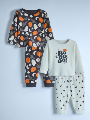 Halloween Boo Long Sleeve Pyjamas 2 Pack | Baby | George at ASDA