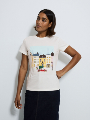 Christmas White Glitter Winter Scene T-Shirt | Women | George at ASDA