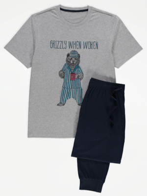 Grizzly Bear Short Sleeve Pyjamas Gift Set | Men | George at ASDA