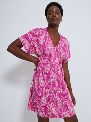 Pink Floral Paisley Print Drawstring Side Mini Dress | Women | George ...
