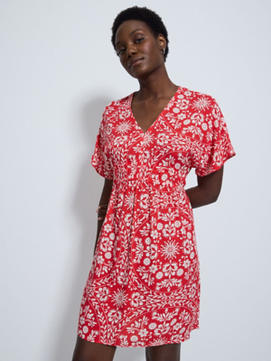 Red Floral Paisley Drawstring Side Mini Dress | Women | George at ASDA