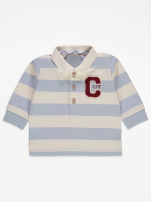 Blue Stripe Cute Slogan Rugby Top | Baby | George at ASDA