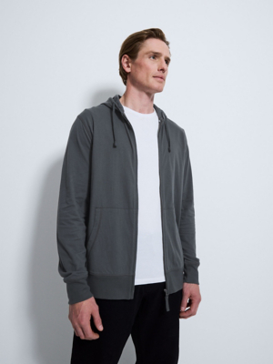 Charcoal Lightweight Zip Up Hoodie | Men | George at ASDA