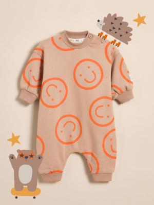 Little Angels Tan Smiley Face All In One | Baby | George at ASDA