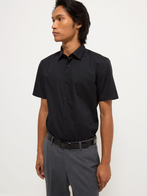 Black Short Sleeve Regular Fit Formal Shirt | Men | George at ASDA