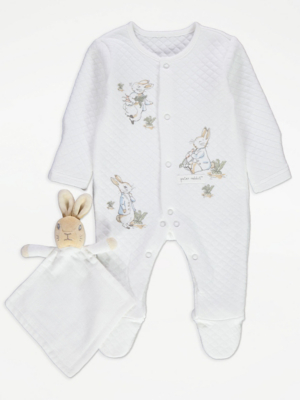 Peter Rabbit Quilted Sleepsuit and Comforter Toy | Baby | George at ASDA