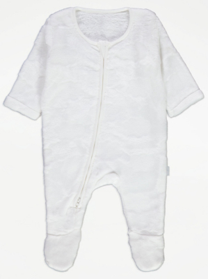 White Cloud Fleece 2 Way Zip Fasten Sleepsuit | Baby | George at ASDA