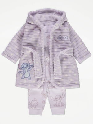 Disney Lilo & Stitch Purple Pyjamas and Dressing Gown 3 Piece Set ...
