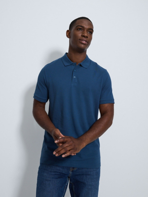 Blue Textured Polo Top | Men | George at ASDA
