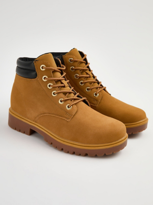 Tan Lace Up Suede Effect Worker Boots | Men | George at ASDA