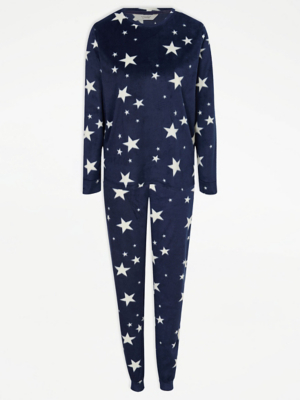 Navy Star Fleece Long Sleeve Pyjamas Gift Set | Lingerie | George at ASDA