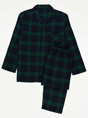 Dark Green Tartan Checked Flannel Shirt Pyjamas | Men | George at ASDA