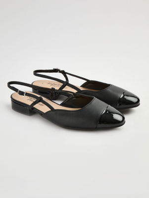 Black Toe Cap Sling Back Ballet Shoes | Women | George at ASDA