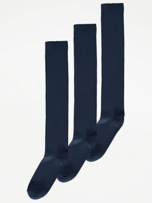 Navy Super-Soft Knee High Socks 3 Pack | Lingerie | George at ASDA