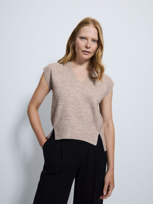 Stone V Neck Knitted Jumper Vest | Women | George at ASDA