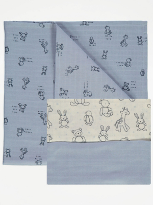 Blue Teddy Large Muslin Squares 3 Pack | Baby | George at ASDA