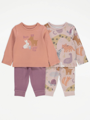 Safari Animal Long Sleeve Pyjamas 2 Pack | Baby | George at ASDA