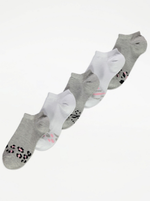 White Floral Trainer Liner Socks 5 Pack | Lingerie | George at ASDA