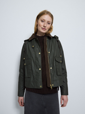 Khaki Short Waxed Jacket | Women | George at ASDA