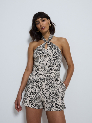 Black Animal Print Crepe Shorts | Women | George at ASDA