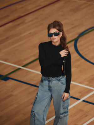 G21 Black Ribbed Lettuce Edge Long Sleeve Top | Women | George at ASDA