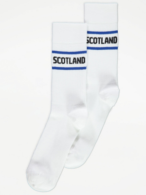White Scotland Slogan Ankle Socks | Men | George at ASDA