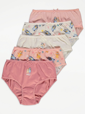 Bluey Pink Heart Briefs 5 Pack | Kids | George at ASDA
