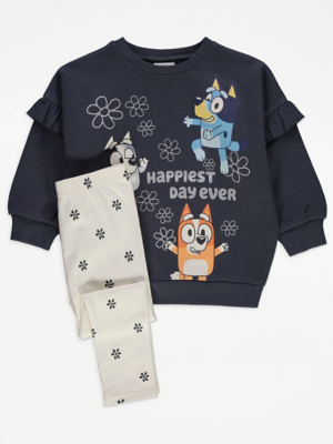 Bluey Navy Sweatshirt and Floral Leggings Set | Kids | George at ASDA