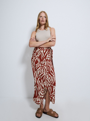 Rust Pattern Wrap Midi Skirt | Women | George at ASDA