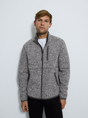 Grey Soft Knitted Zip Through Jacket | Men | George at ASDA