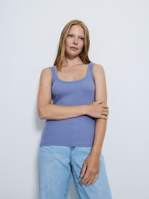 Blue Scoop Neck Ribbed Vest | Women | George at ASDA