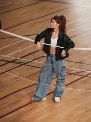 G21 Black Faux Leather Cropped Biker Jacket | Women | George at ASDA