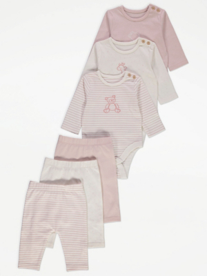 Pink Bear Bodysuit and Leggings Outfit 3 Pack | Baby | George at ASDA